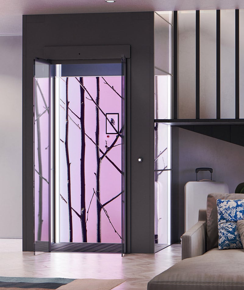 A residential lift with touch display and ArtWall - SWIFT Pro