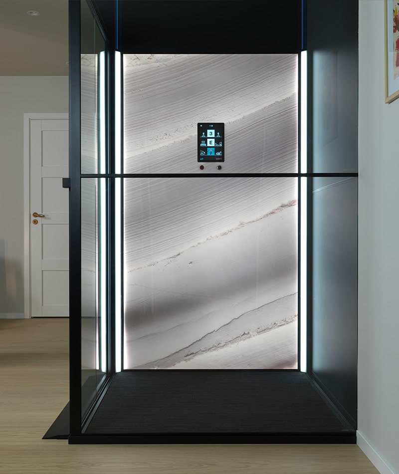 A residential lift with touch display and ArtWall - SWIFT Pro